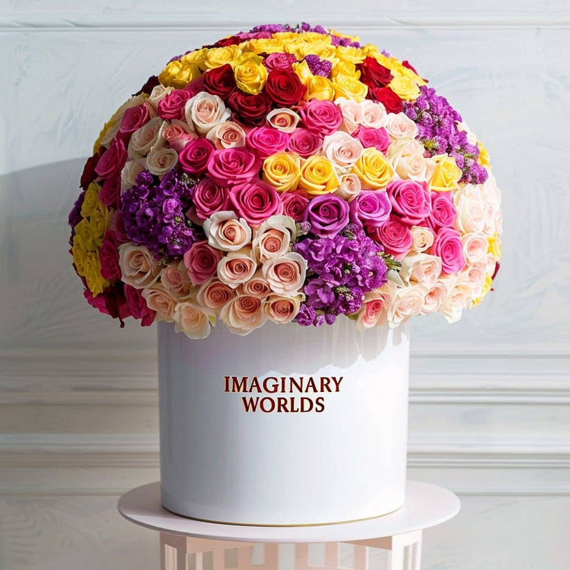 Ramo Buchon Rainbow Elegance – Preserved Roses at Imaginary Worlds
