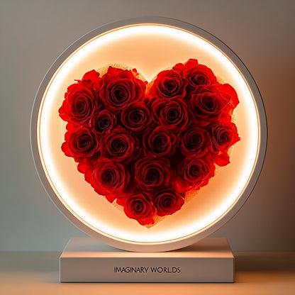 Round Red Heart Flower Lamp – Preserved Roses at Imaginary Worlds