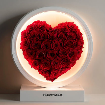Round Red Heart Flower Lamp – Preserved Roses at Imaginary Worlds