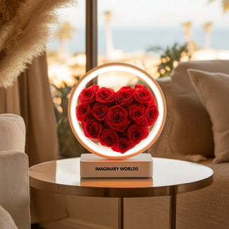 Round Red Heart Flower Lamp – Preserved Roses at Imaginary Worlds