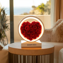 Round Red Heart Flower Lamp – Preserved Roses at Imaginary Worlds