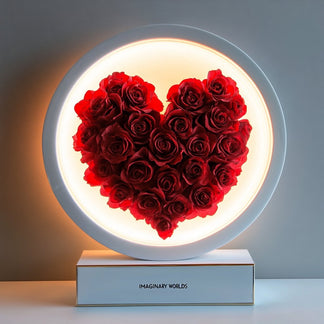 Round Red Heart Flower Lamp – Preserved Roses at Imaginary Worlds