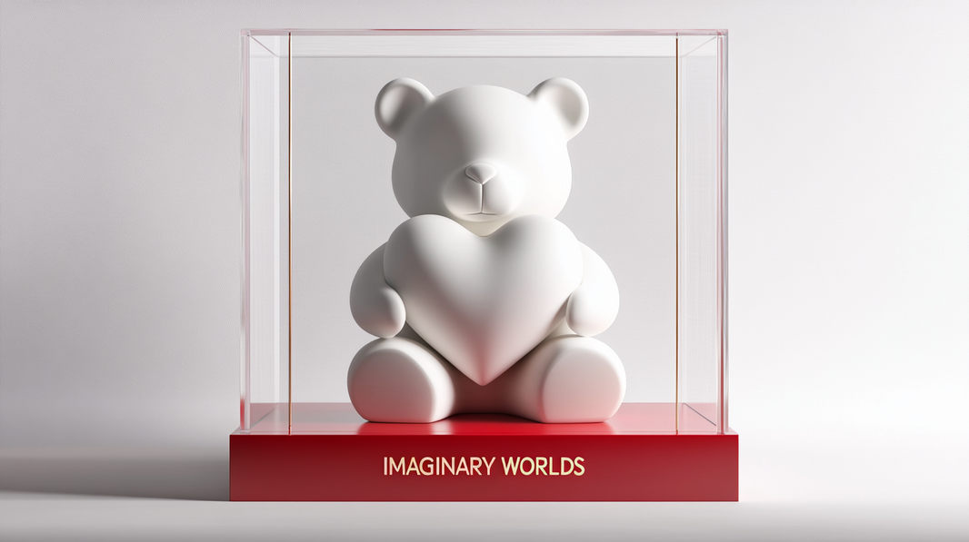 Black Rose Bear with Pink Roses Heart – Preserved Roses at Imaginary Worlds